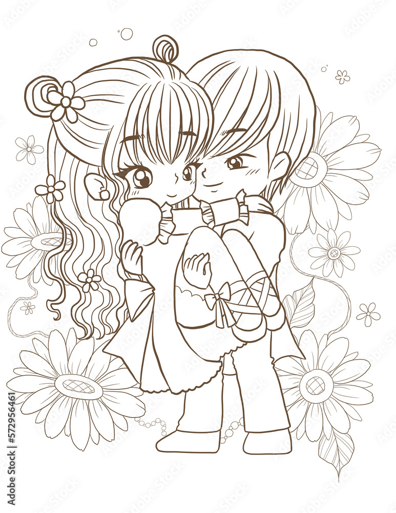 Wedding cartoon doodle kawaii anime coloring page cute illustration ...