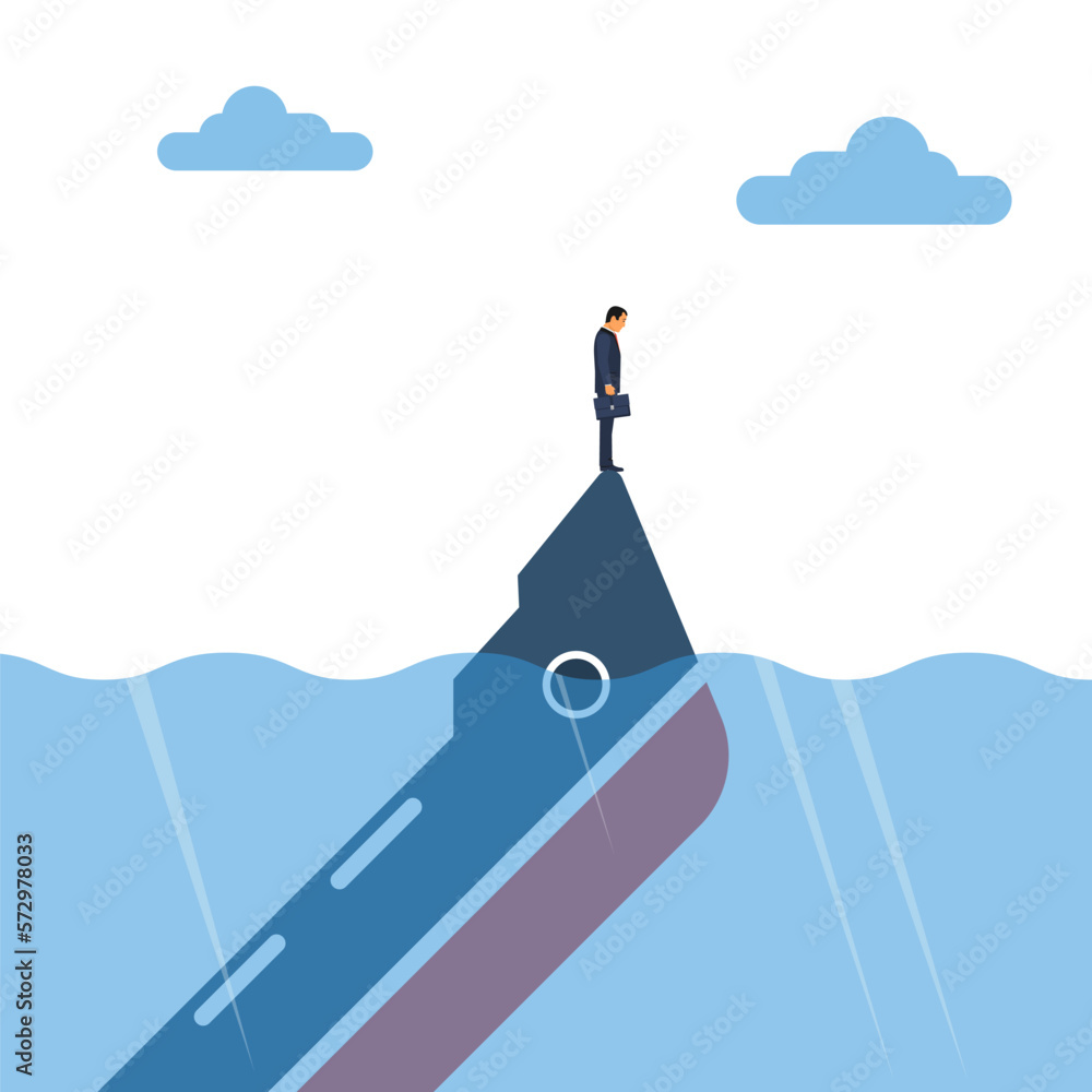 Sinking ship as a metaphor for a loss-making business. Failed idea or ...