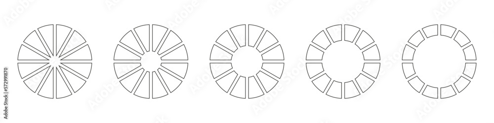 Vector de Stock Wheels round divided in twelve sections. Diagrams infographic set. Circle ...