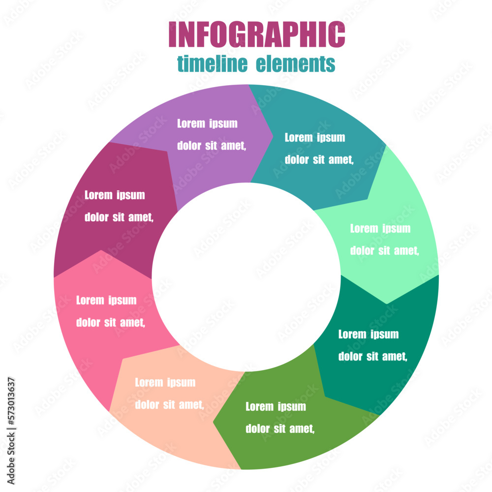 template with circles process diagram in rainbow circle infographic ...