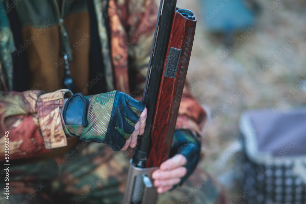 Stock-Foto „A process of hunting during spring hunting season, process ...