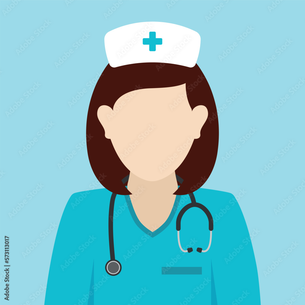 Female Nurse avatar clipart icon logo animated cartoon vector in flat ...