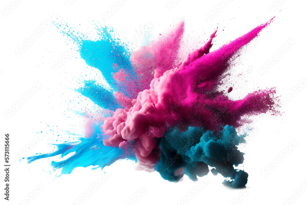Explosion of colored powder isolated on black background. Abstract ...