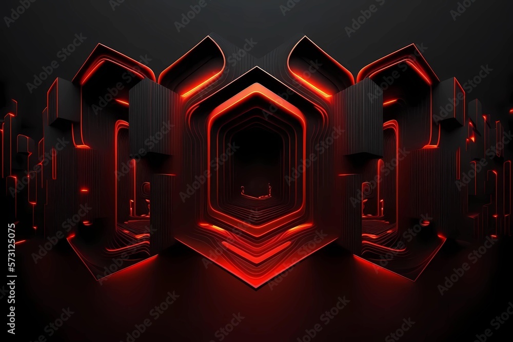 Black and red dark abstract symmetrical background created with ...