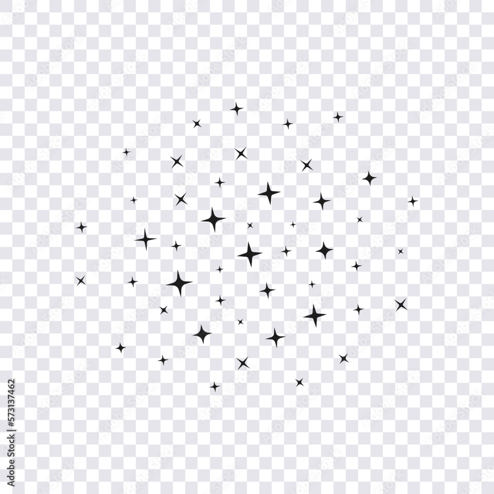 Stars on transparent background. Glitter pictogram. Magic overlay ...