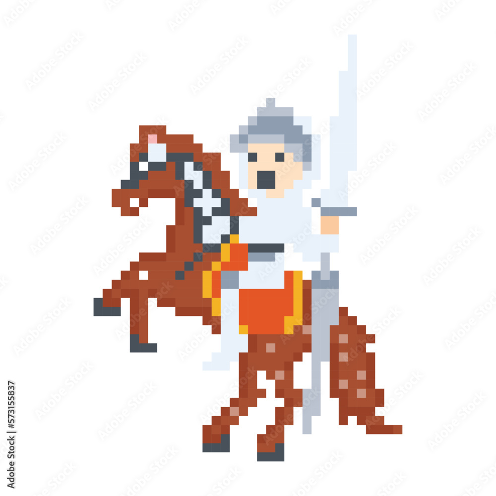 Knight cartoon character in pixel art style. pixel art warrior 素材庫向量圖 ...