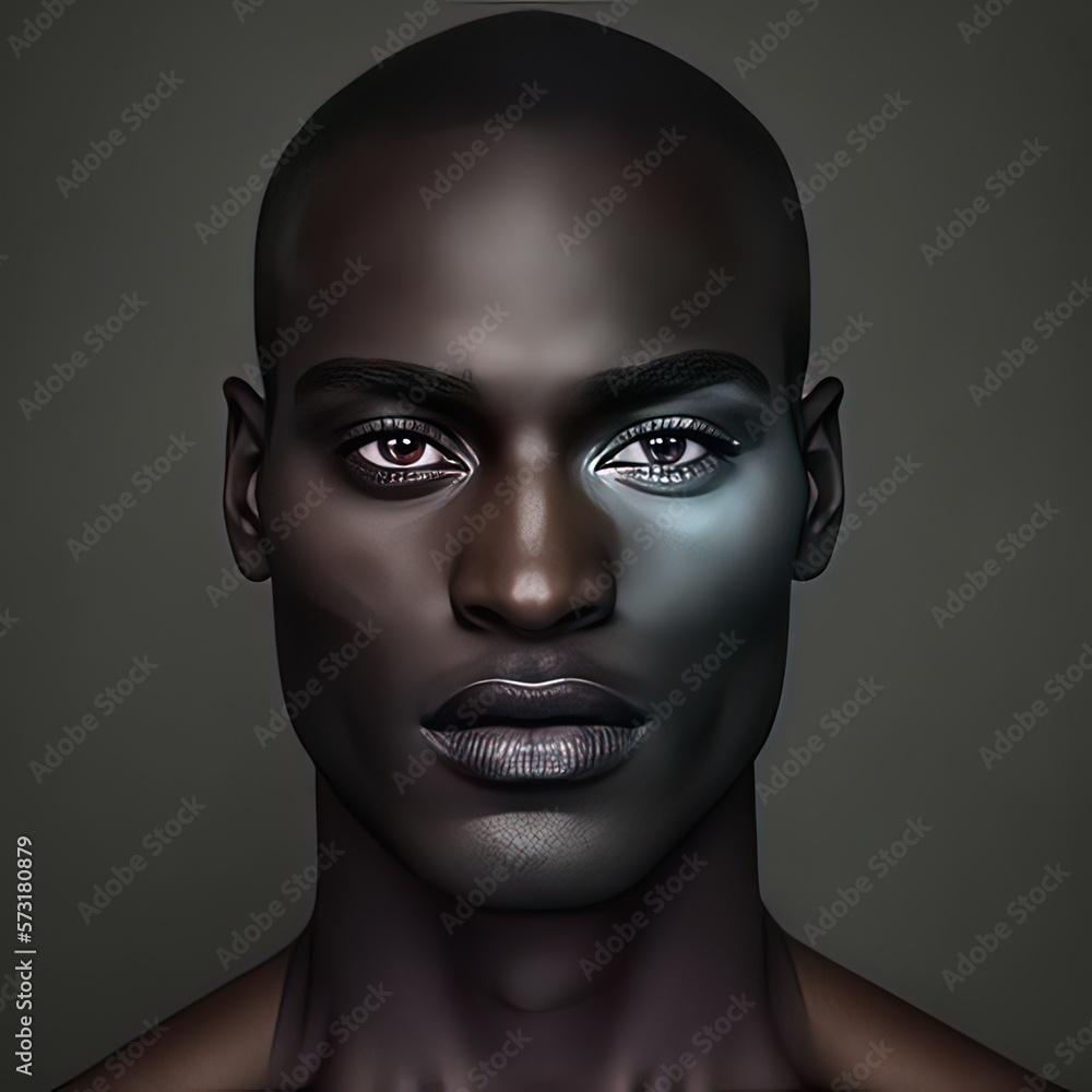 Handsome black man with make-up on gray background. Lgbt, non-existent ...
