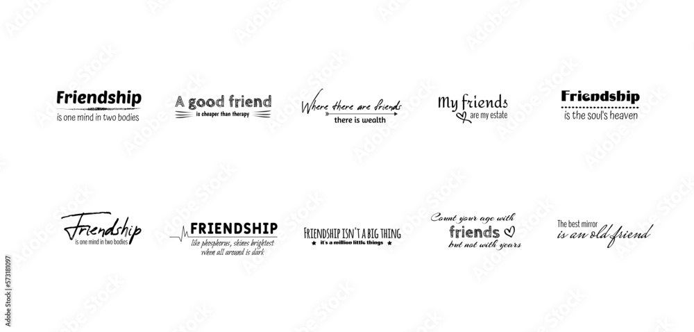 Collection of friends and friendship quotes handwritten with elegant ...
