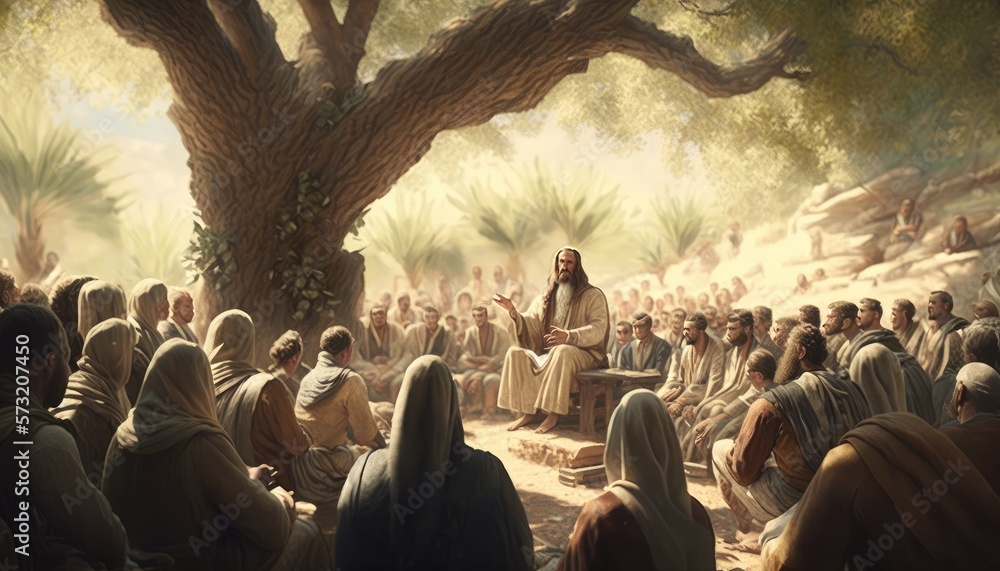 Jesus, under the tree Stock Illustration | Adobe Stock