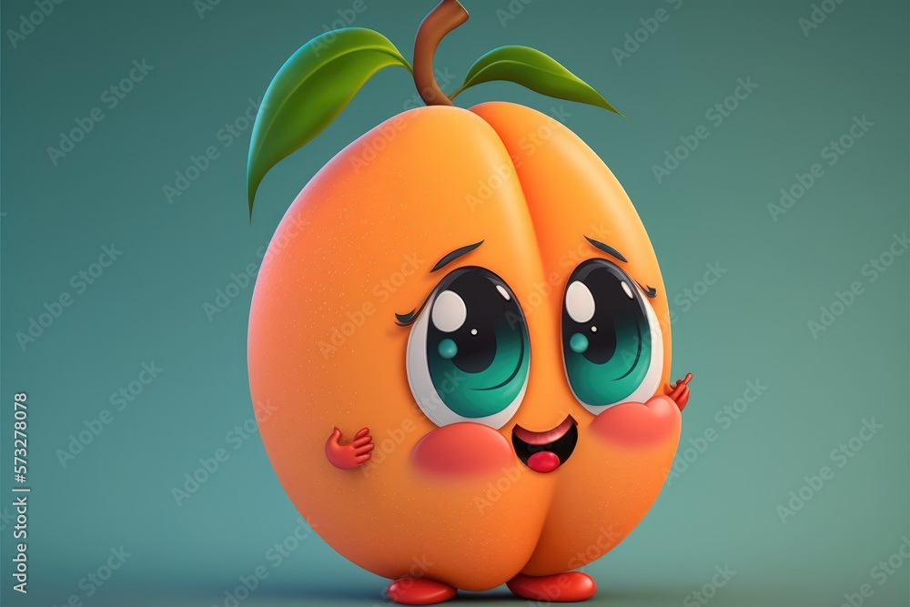 a cute adorable peaches character 3D Illustration isolated on a solid ...