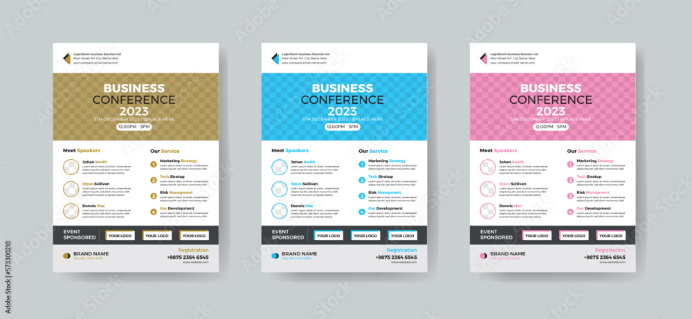Vetor Business conference live meeting & event flyer template ...