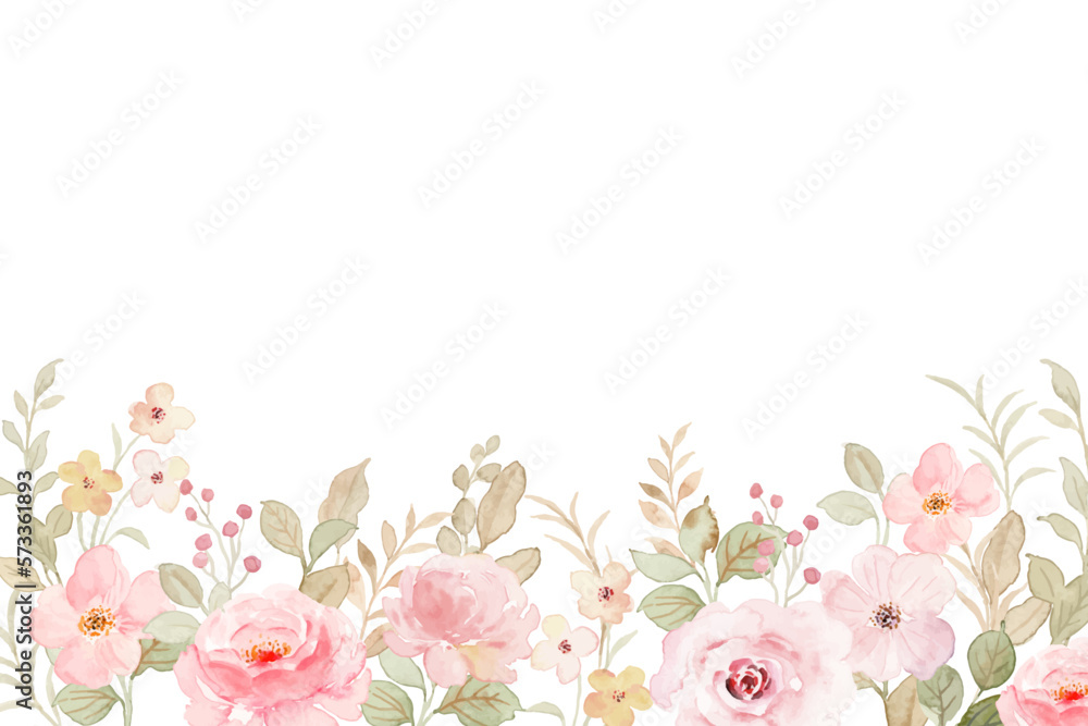 Watercolor soft pink flower garden background Stock Vector | Adobe Stock
