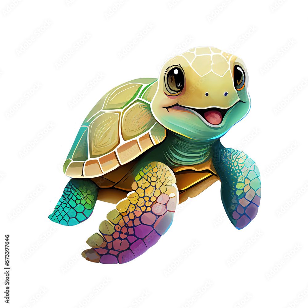 Cute Sea Turtle Pastel Color Watercolor Clipart Stock Illustration ...
