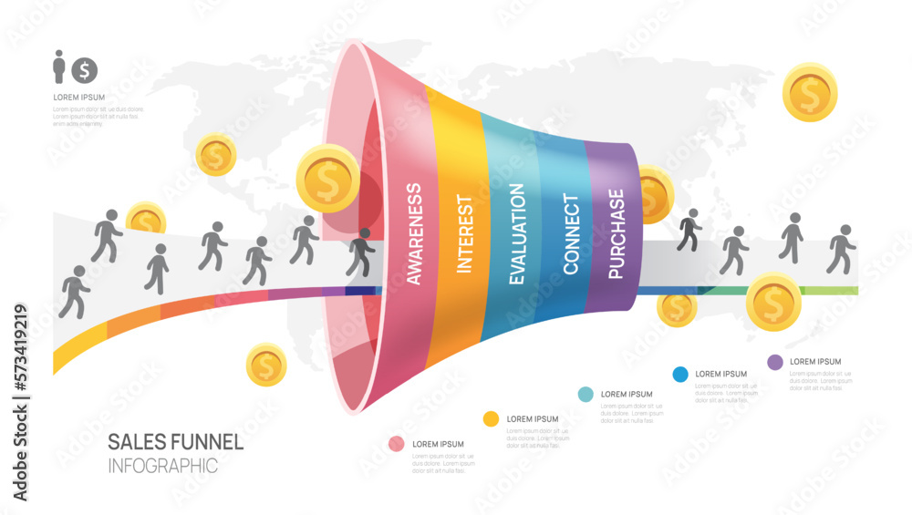 Infographic Sales funnel diagram template for business. Modern Timeline ...