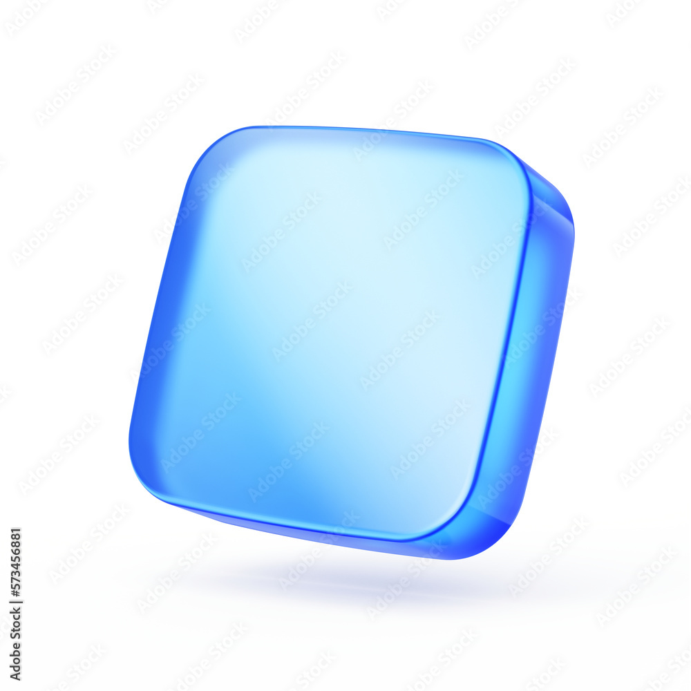 Ilustração Blank Mobile application icon, button - Blue square with ...