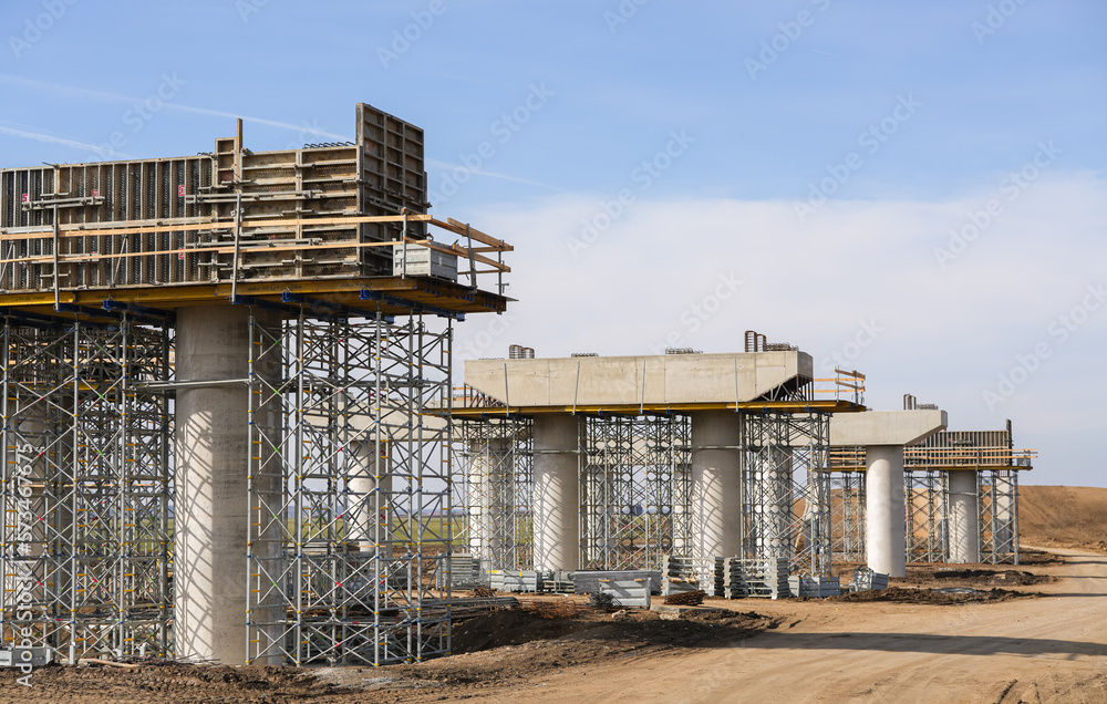 Construction industry. The construction site of a new highway in Tunari ...