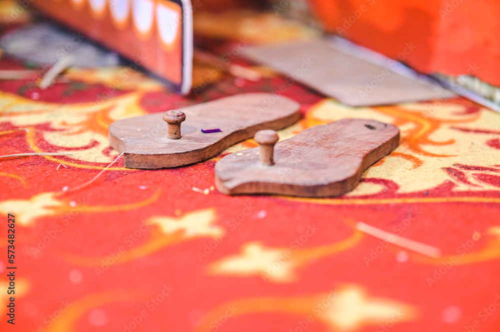 Traditional Hindu Paduka. Wooden Sandals. Maharashtra Culture. Indian ...