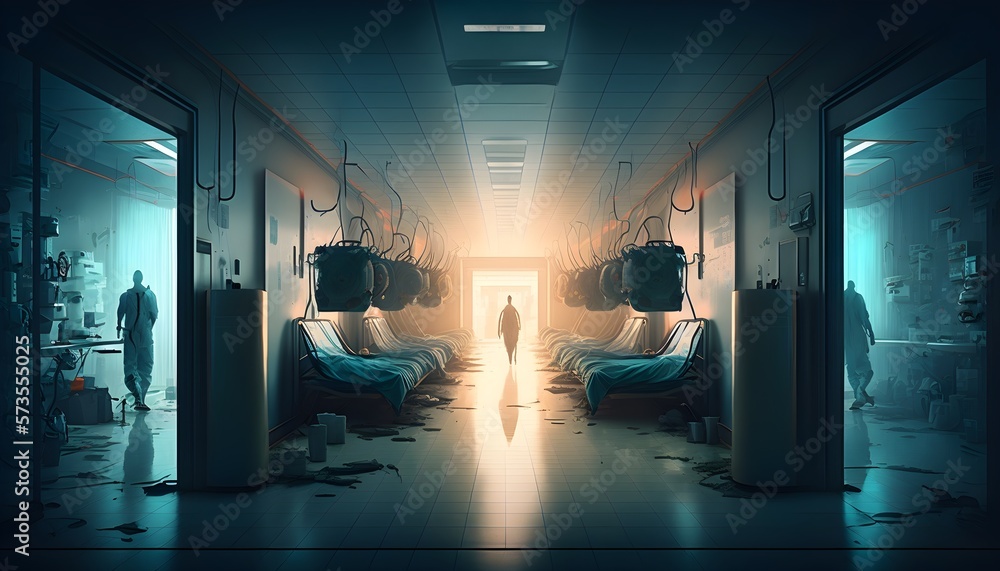 Busy Hospital Corridor in the Midst of a Pandemic that Affects the ...