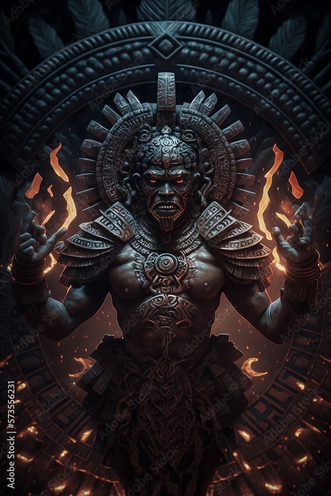 The invocation of Coatl Aztec God of fertility, cinematic lighting ...