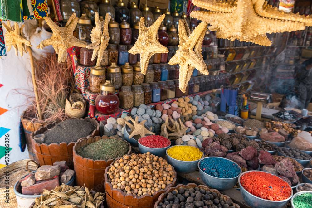 Variety of Spices and Arab Herbs at Traditional Oriental Bazaar at ...