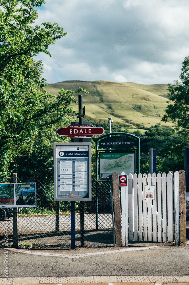 Edale Train Station in village of Peak District National Park, England ...