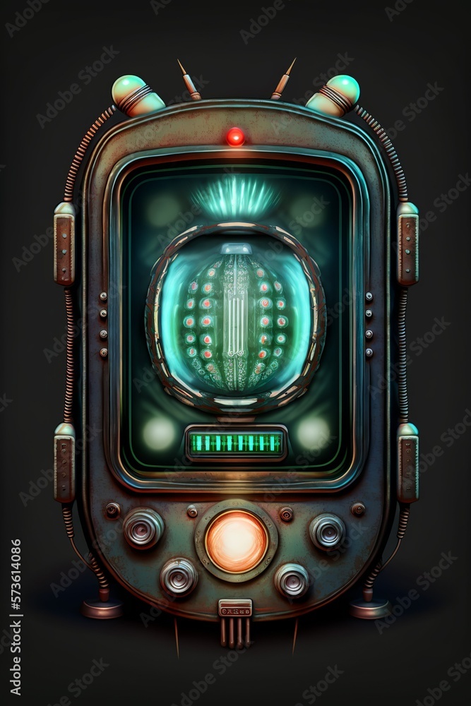 Stock-Illustration „Dark sci-fi mechanical futuristic terminal monitor ...