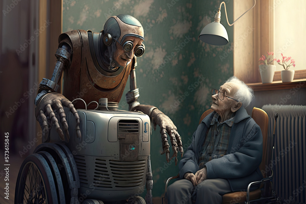 Retro robot, cyborg, android, caregiver, police, soldier, to care for ...