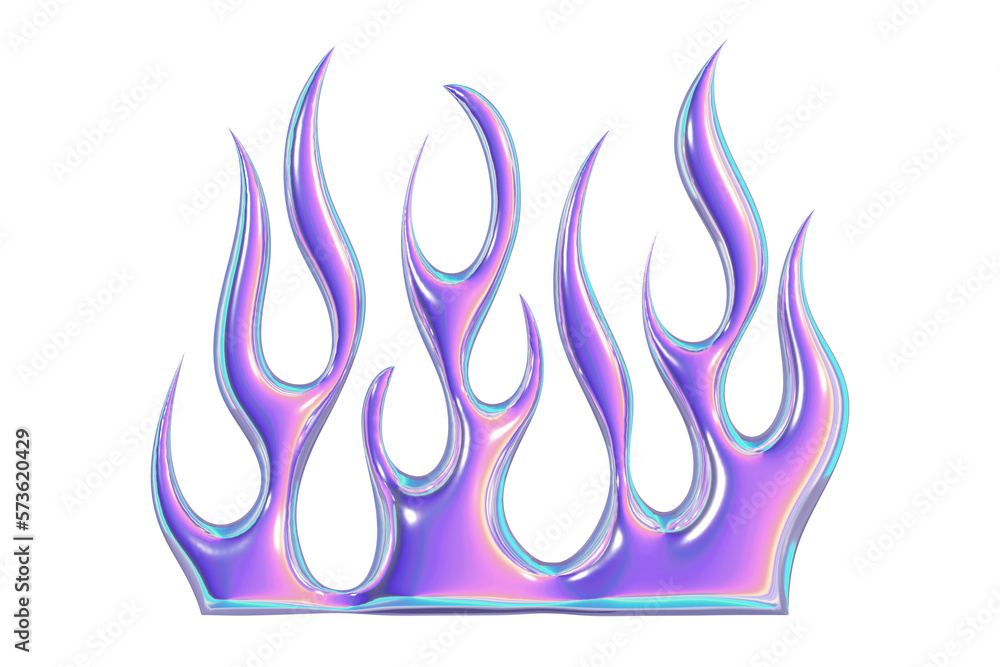 Ilustración de Stock 3d chrome metal of y2k fire icon. Flame shape in ...