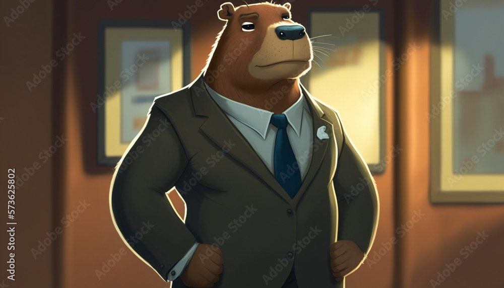 Stock-Illustration „Capybara in a suit 2d cartoon generative AI ...