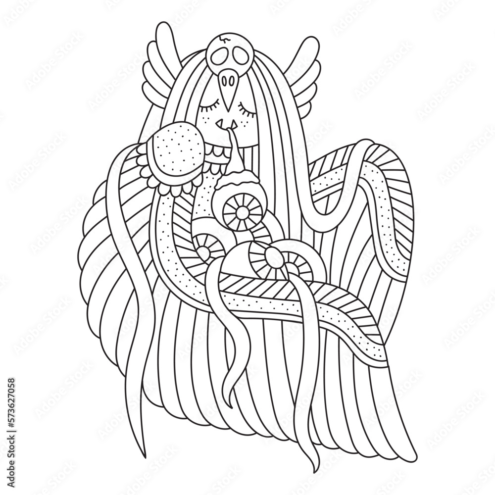Vector de Stock Cute little harpy. Mythology creature. Happy monster ...
