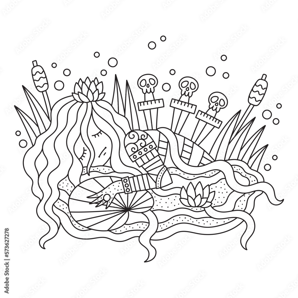 Vector de Stock Dead knight with daggers in back. Beautiful dead young ...