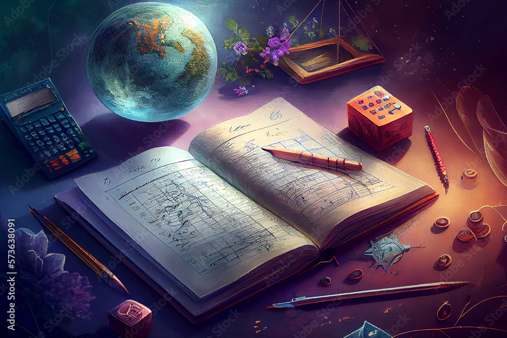 A fantasy math background featuring imaginary mathematical equations ...