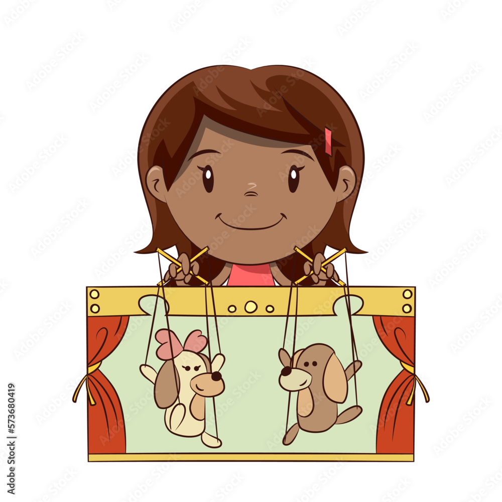 Little girl puppet show theater Stock Vector | Adobe Stock