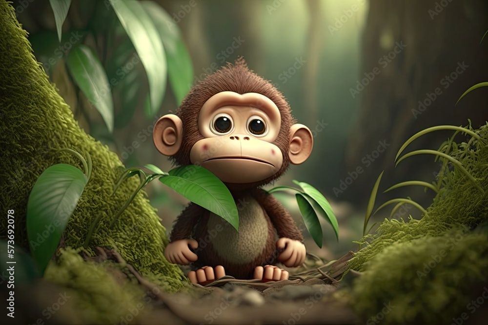 Cartoon Monkeys In A Jungle