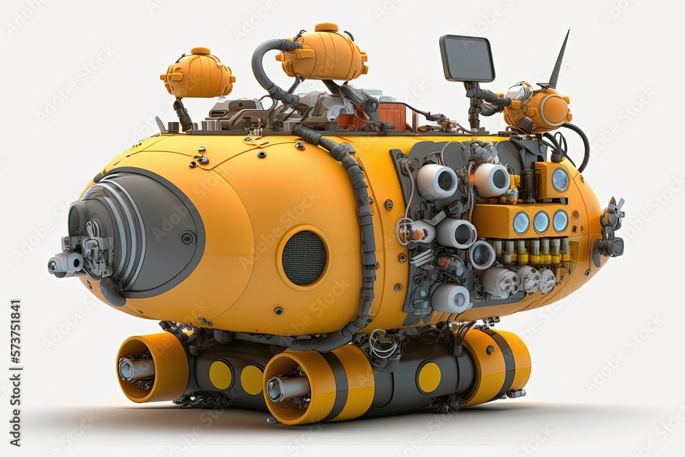 a remotely controlled submarine rover equipped with robotic arms or ...