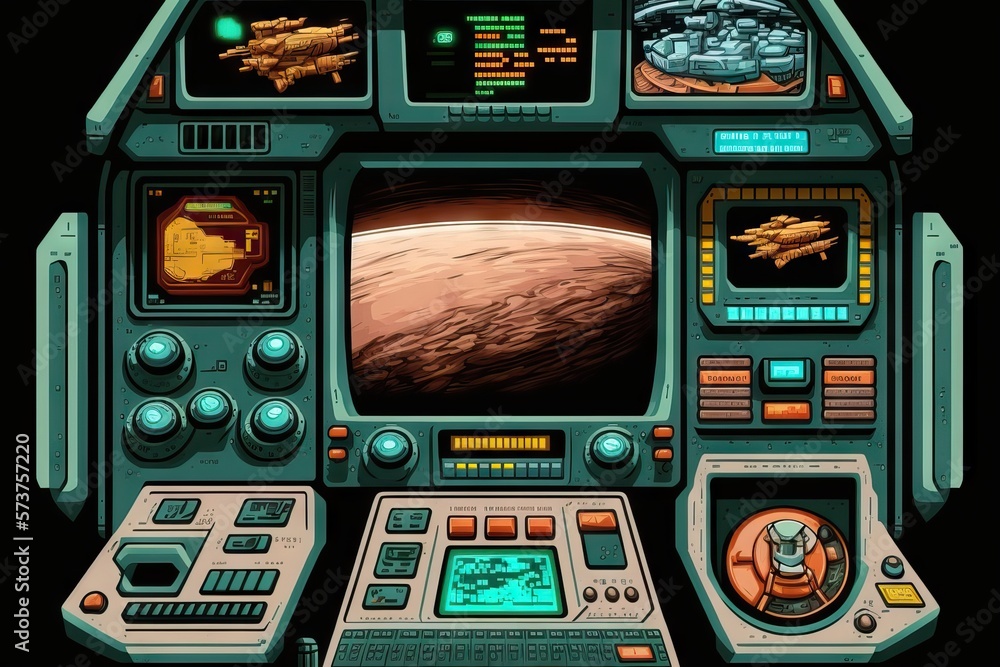 Spaceship Control Panel from Command Center in the space through ...
