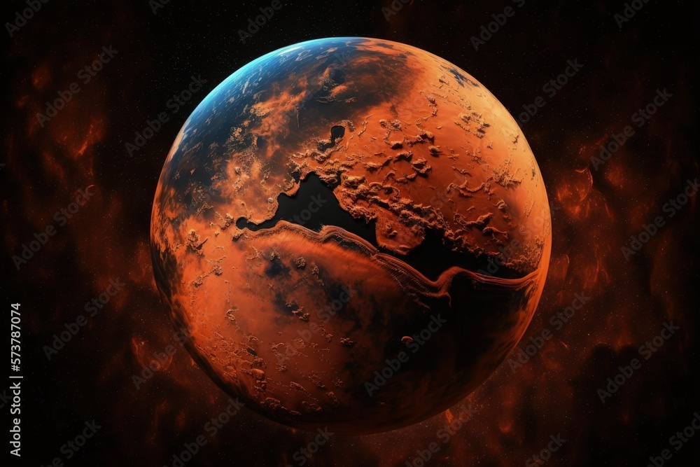 Planetary for Mars. Globe Flat style Mars texture map. Geometrical ...