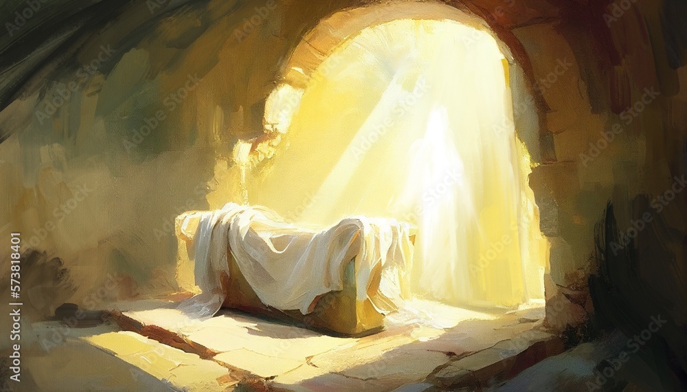 Easter Jesus Christ rose from the dead. Sunday morning. Dawn. The empty ...