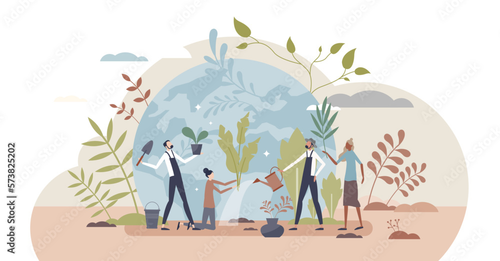 Environmentalism global movement tiny person concept, transparent ...