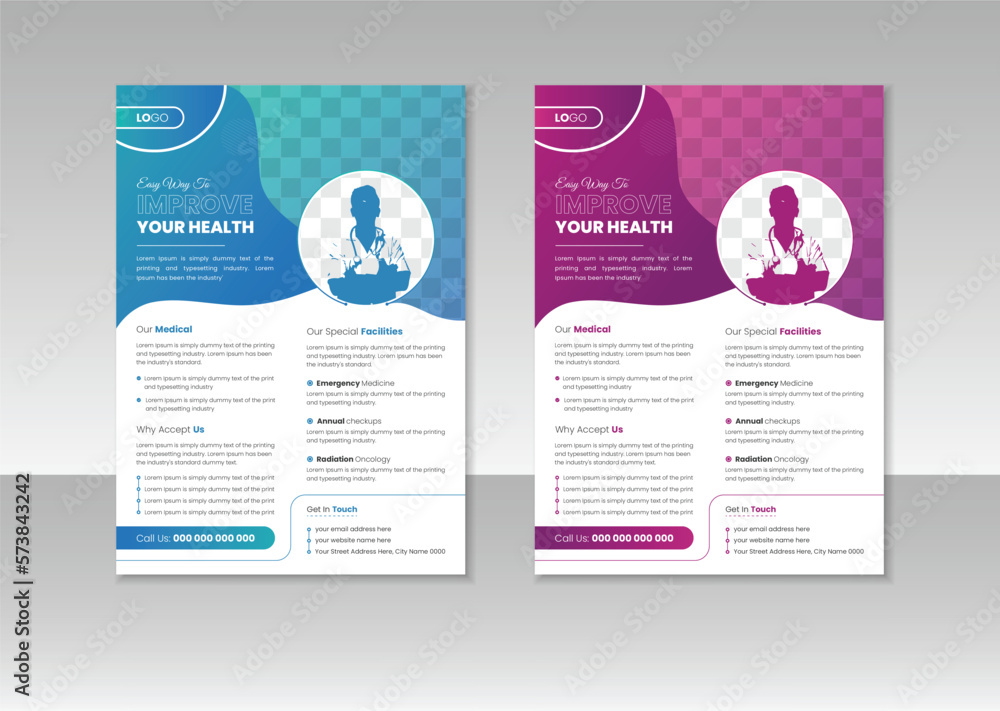 Healthcare flyer Design Template. Poster, Brochure, leaflet, banner ...