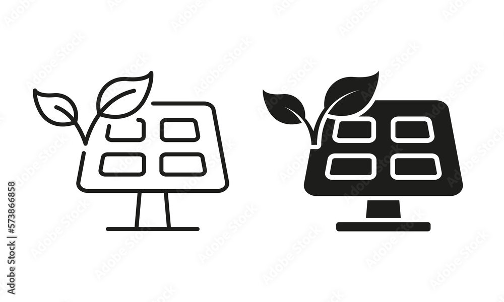Solar Panel Symbol Collection on White Background. Renewable ...
