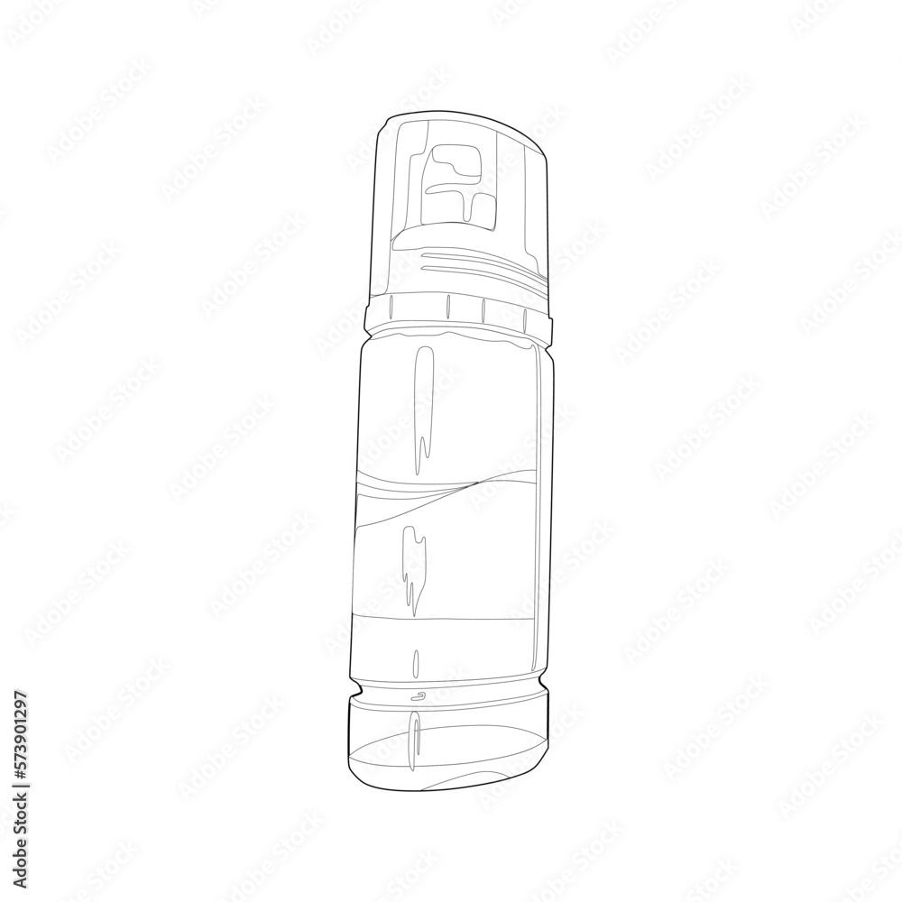 Printer ink bottle outline icon vector illustration, cmyk ink, in flat ...