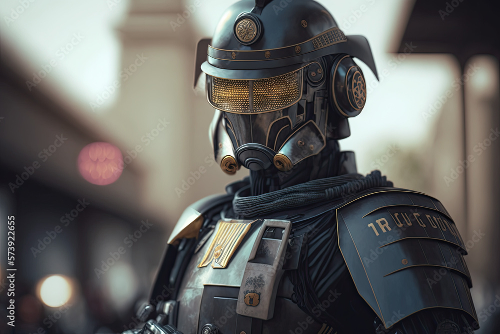 A futuristic robot, cyborg, android, and droid soldier warrior ...