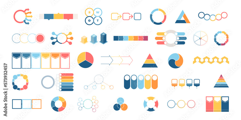 Pie chart collection. Circle charts for infographics, presentations, business visualization ...