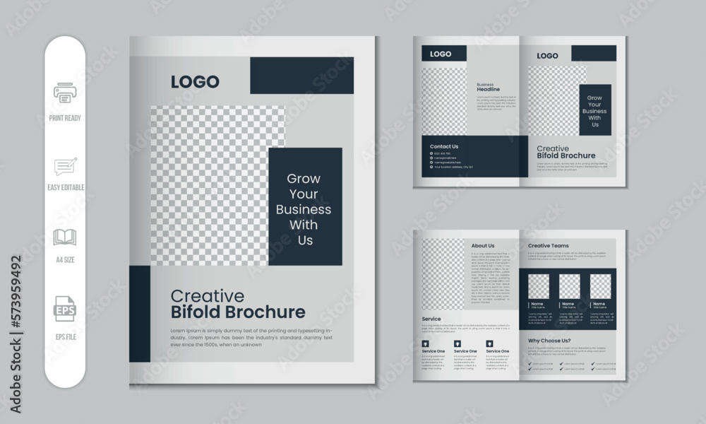Stock-Vektorgrafik „Bifold brochure and company profile, flyer ...