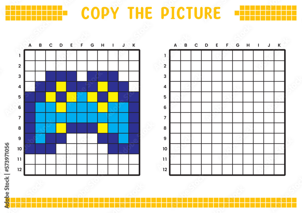 Copy the picture, complete the grid image. Educational worksheets ...