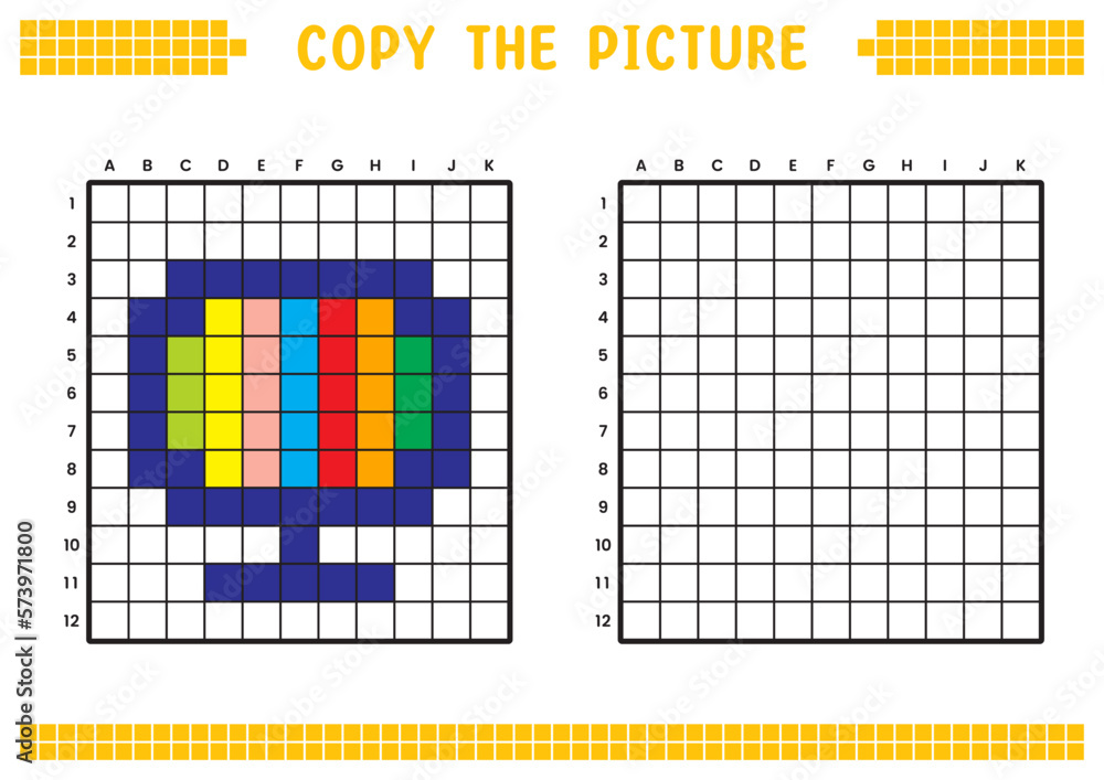 Copy the picture, complete the grid image. Educational worksheets ...