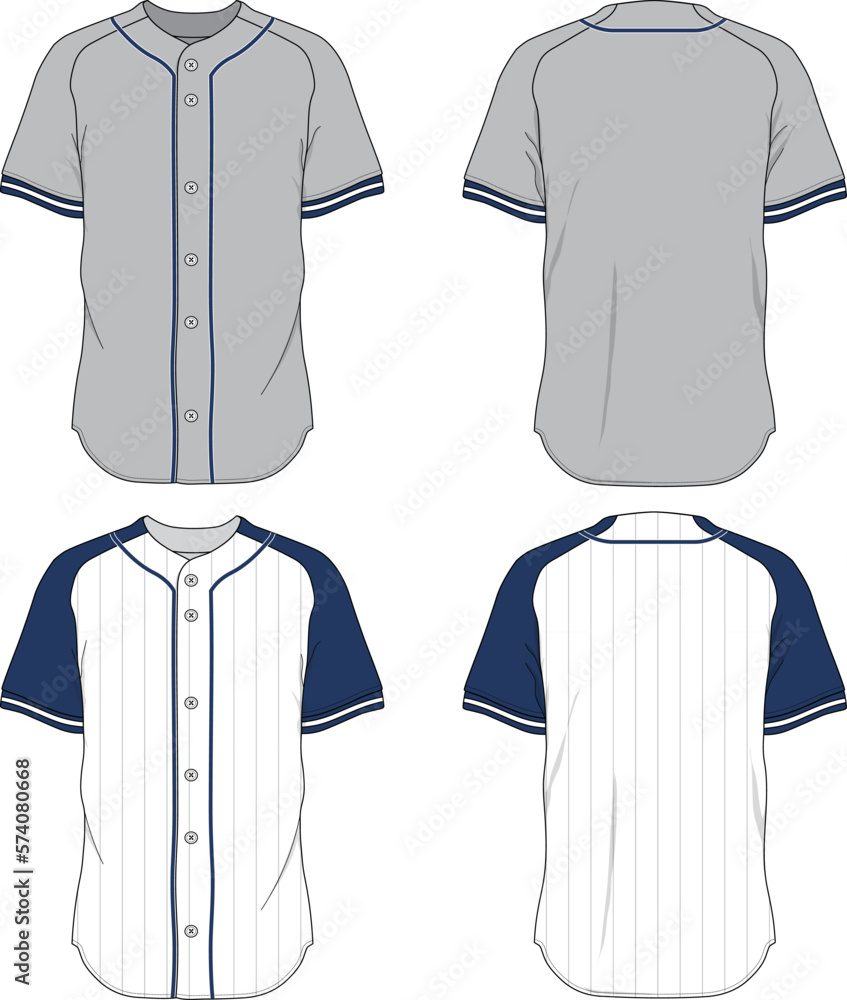 Baseball Jersey Sport Team Uniform Mockup Sketch Template Technical CAD ...