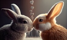 Floral Valentine Rabbits Free Stock Photo - Public Domain Pictures