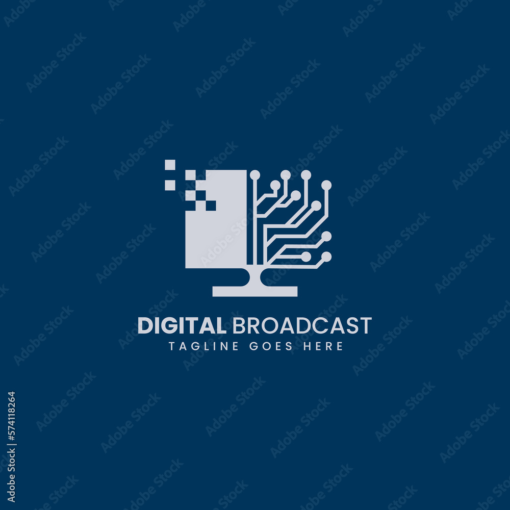 Vector Logo Illustration Digital Broadcast Simple Style. Stock Vector ...